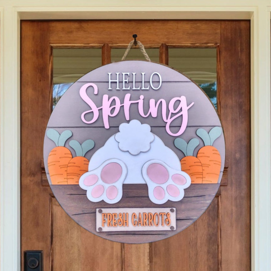 Hello Spring Bunny Crate 3D Layered Wood Sign – Muddy Paws Design Co.