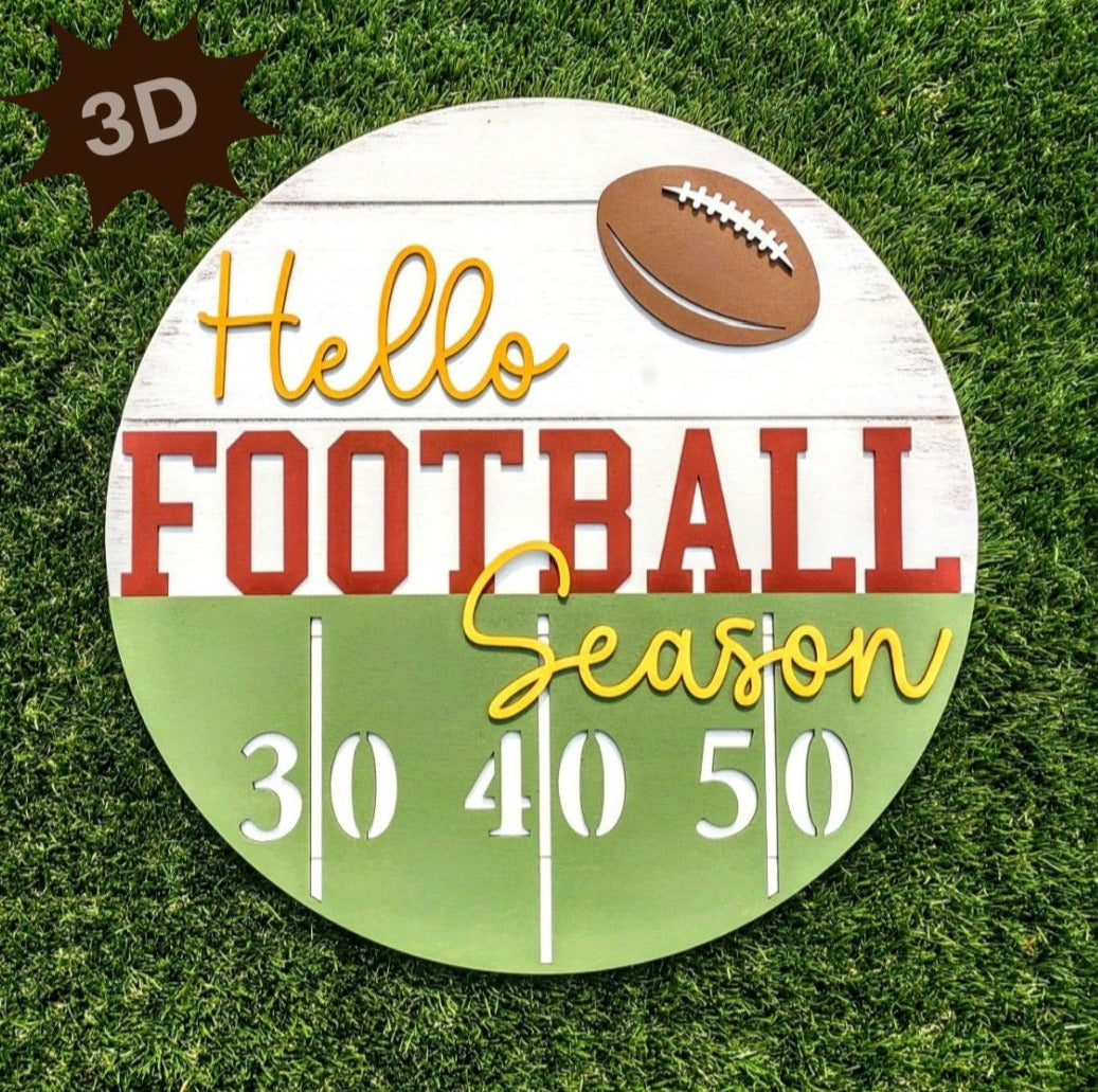 Hello Football Season 3D Layered Sign – Muddy Paws Design Co.