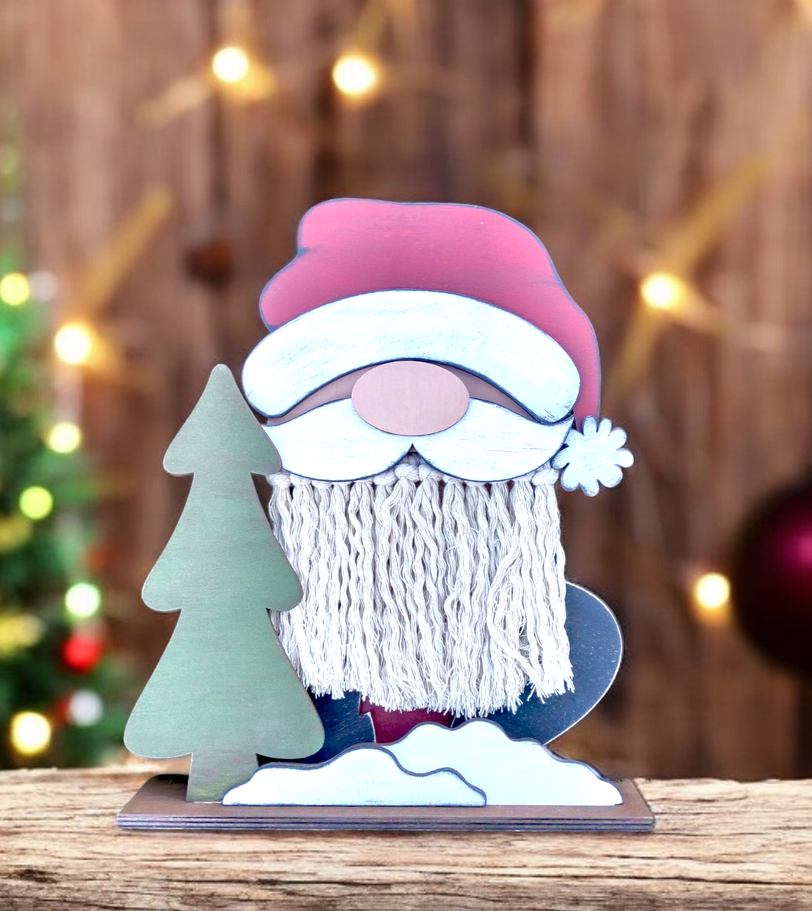 Macrame Santa Gnome Shelf Sitter – Muddy Paws Design Co.